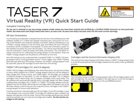 Taser 7 Setup User Manual Maintenance Troubleshooting