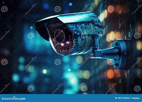 Urban Surveillance Hub Futuristic Cctv System Ai Generated Stock