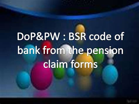 Dopandpw Bsr Code Of Bank From The Pension Claim Forms Govtempdiary