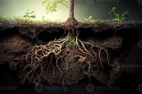 Roots Of Plant Growing Underground Digital Art Illustration 22400545