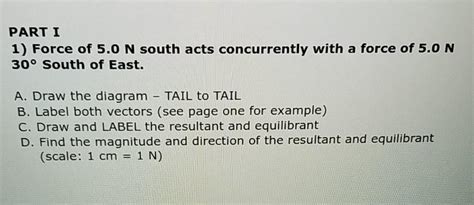 Solved Part I 1 Force Of 5 0 N South Acts Concurrently With