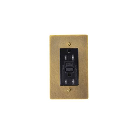 Aged Brass Outlet Cover With Black Receptacle Etsy