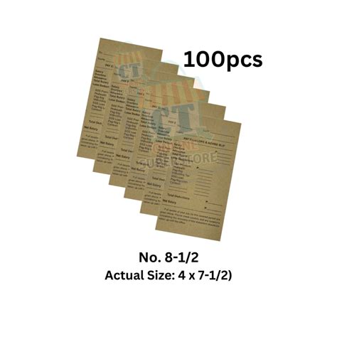 Pay Envelope With Printed Salary Details 100pcs Shopee Philippines