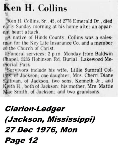 Kenneth Howard Ken Or Rip” Collins Sr 1931 1976 Find A Grave Memorial