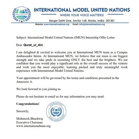 qurat ul ain rajput on linkedin imun modelunitednations