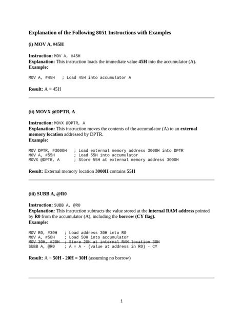 Explanation Of The Following 8051 Instructions With Examples Pdf