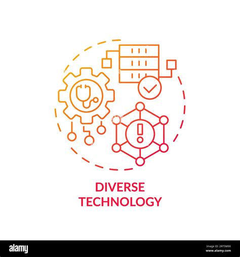 Red Linear Gradient Icon Diverse Technology Concept Stock Vector Image