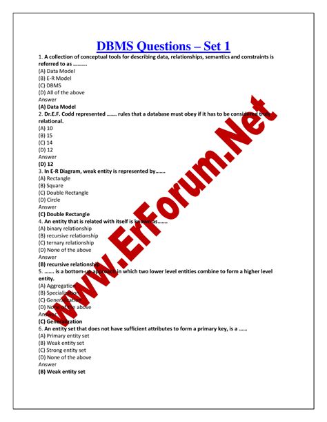 Dbms Question Set 1 Mcq Dbms Questions Set 1 A Collection Of Conceptual Tools For