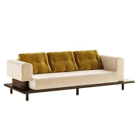 White And Brown Couch With Yellow Pillows