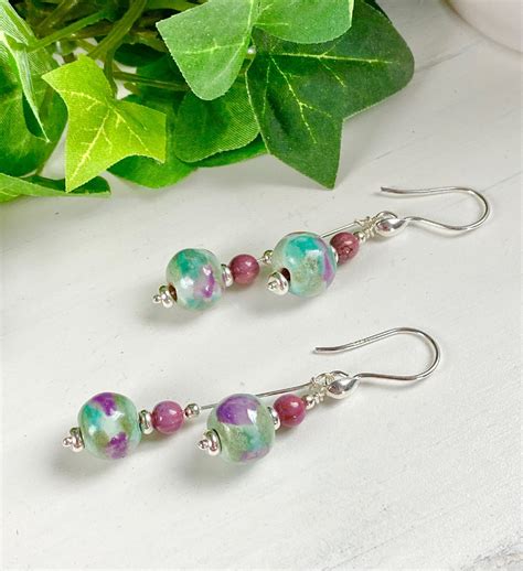 Kazuri Earrings Kazuri Jewelry Beaded Earrings Double Drop