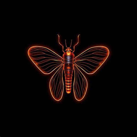 Diseño De Fósil Marrón Terroso Líneas De Neón Fosilizadas Insectos