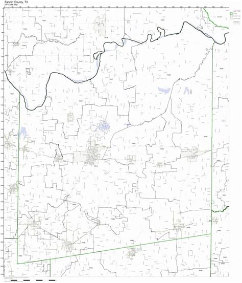 Fannin County Texas Tx Zip Code Map Not Laminated Office