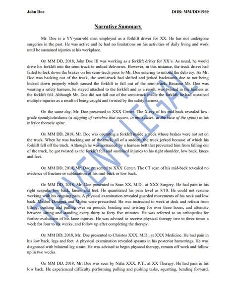 Narrative Summary Sample And Format Trivent Legal