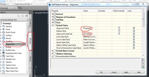 Choosing Alignment Label Set When Importing Profile Data References