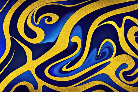 Premium Photo A Blue And Yellow Swirl Pattern With A Blue Background