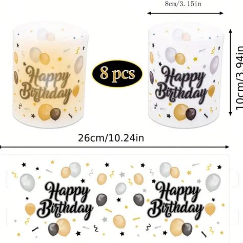8 Pack Votive Wrap Candle Holder Happy Birthday Tealight Candle Holder Bulk White Plastic