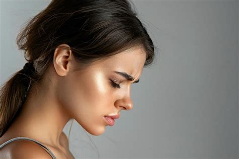 Premium Photo Side View Of Woman Looking Down With Frown Side Profile