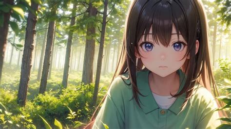 Premium Ai Image Beautiful Girl In The Forest Anime Style Art