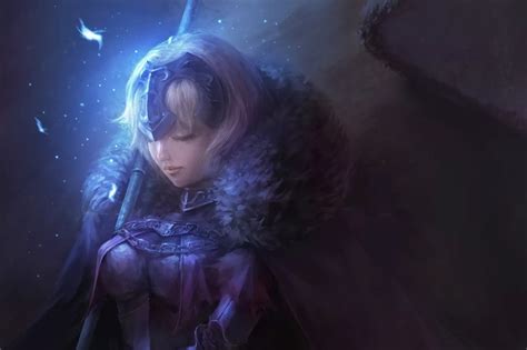 Young Women Portrait Closed Eyes Short Hair Anime Girls Jeanne