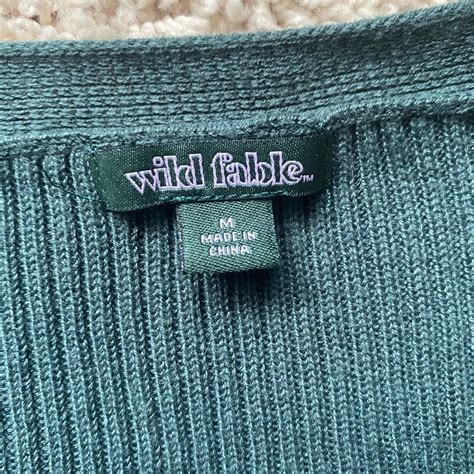 Wild Fable Green Cropped Button Up Long Sleeve Depop