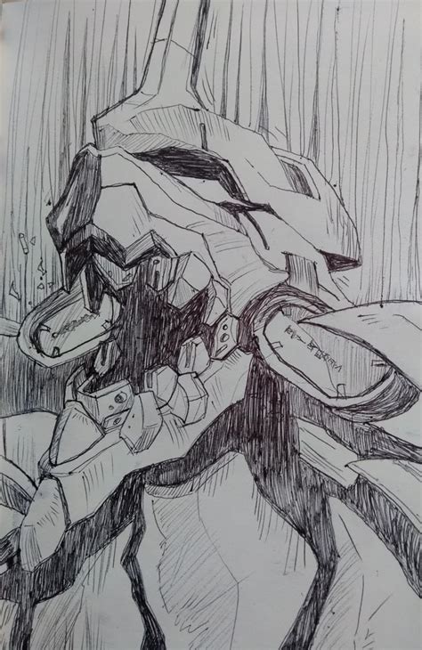 Robot Drawing In The Rain Unit 01 Drawing Eva Unit 01 Sketch Unit