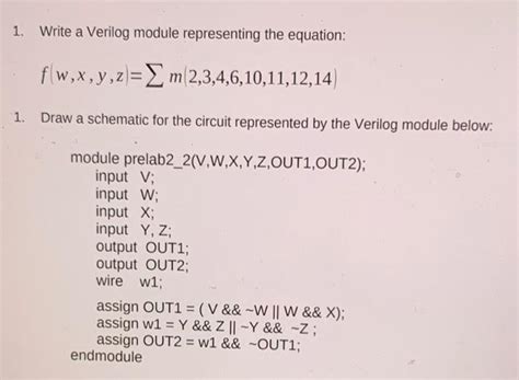 Solved Write A Verilog Module Representing The Equation