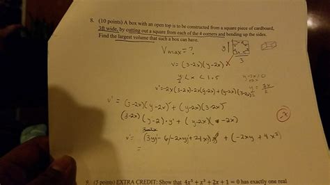solved 8 10 points a box with an open top is to be