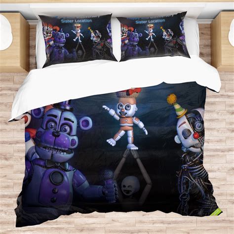 Fnaf Bedding Set 3d Quilt Set Sister Location Cute Horror Game Bed