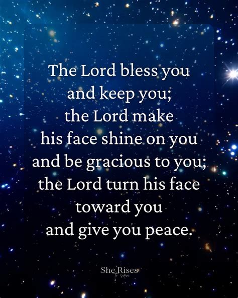 She The Lord Bless You And Keep You The Lord Make His Face Shine On