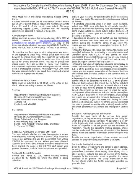 Virgin Islands Discharge Monitoring Report Dmr Form For For
