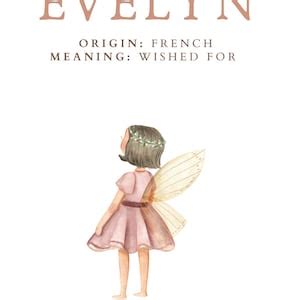 Evelyn Name Art Poster Name Meaning Girl T Pink Nursery Decor Instant Download
