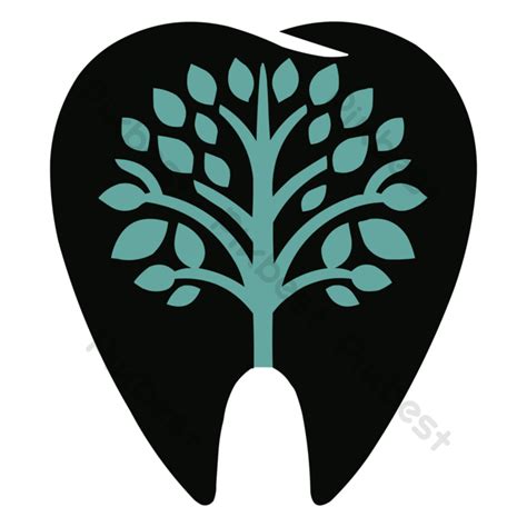 Minimalist Tooth Design With Green Leaves For Dentistry Png Images