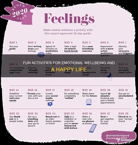 Fun Activities For Emotional Wellbeing And A Happy Life Shunspirit
