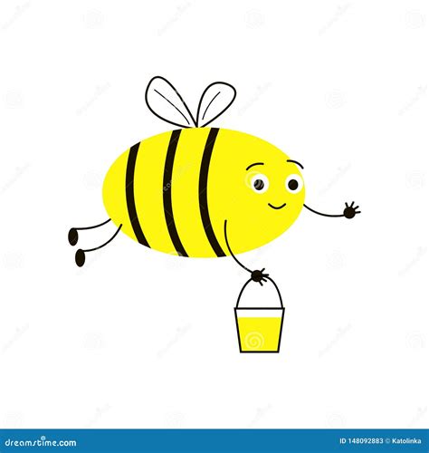 Honey And Bee Funny Cartoon Vector Illustration