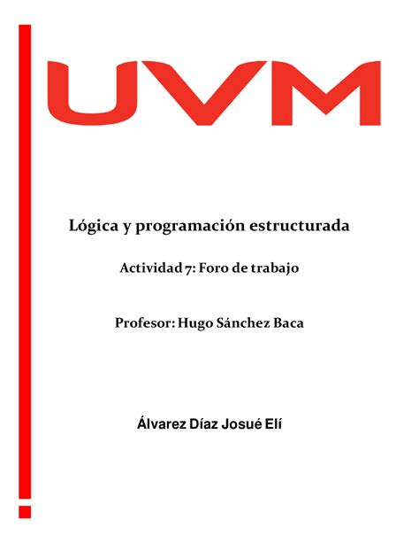 A7 Jead Actividad 7 Actividad 7 Foro De Trabajo Profesor Hugo