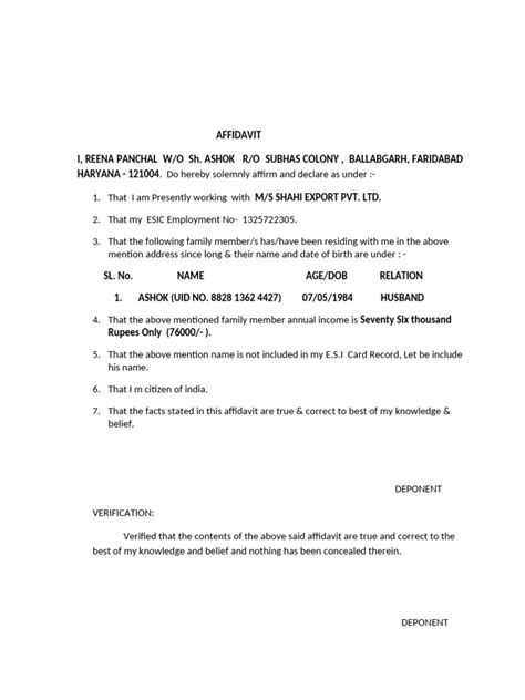 Affidavit Esi Name Add Pdf