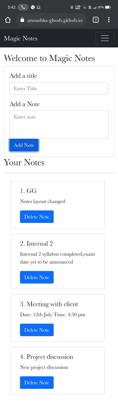 GitHub Anoushka Ghosh Notes App