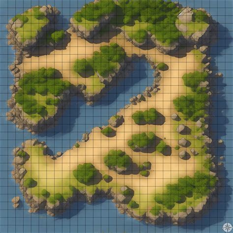 Grassy Island With Inlet Battlemap Ttrpg Map For Dandd And Roll20 Mistcharter Maps