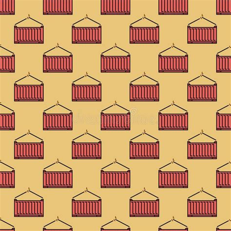 Red Shipping Container Vector Intermodal Cargo Seamless Pattern Stock