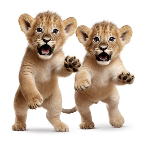 Premium Ai Image 2 Cub Jumping In White Background