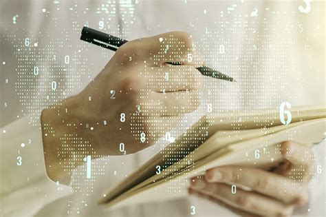 배경 인공 지능 및 신경망 개념에 메모장에 세계지도와 사람의 손으로 쓰기추상 프로그래밍 언어 홀로그램의 다중 노출 Html에 대한 스톡 사진 및 기타 이미지 Istock