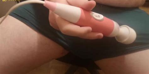 Chubby Boy Cums Into Boxers Briefs While Playing With Vibrating Wand