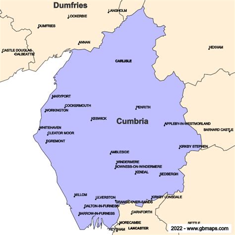 Cumbria County Boundaries Map