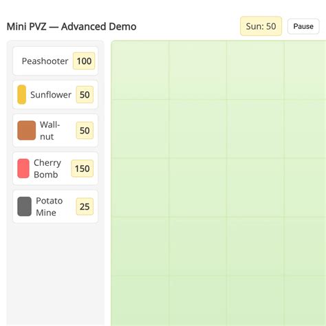 Mini Pvz — Advanced Demo