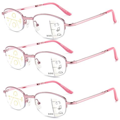 3 Pairs Progressive Multi Focus Reading Glasses Folding Portable Readers