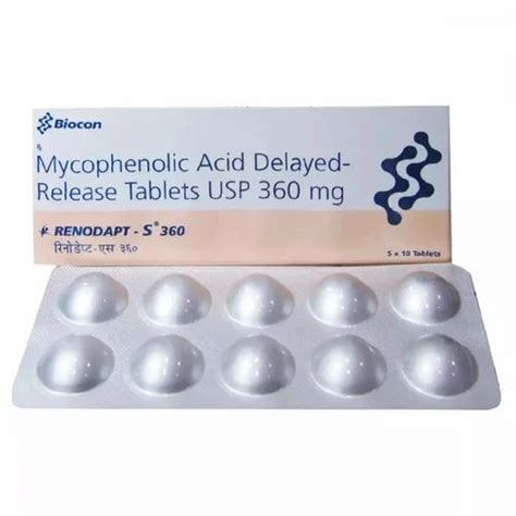 Renodapt S 360 Mg Tablet at ₹ 290/stripe | Mycophenolic Acid Tablet in ...
