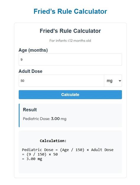 Frieds Rule Calculator Practice Questions