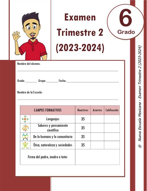 Examen Trimestre 2 6to Grado Ciclo Escolar 2023 2024