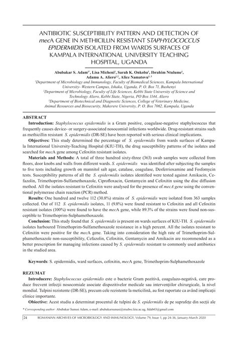 Pdf Antibiotic Susceptibility Pattern And Detection Of Meca Gene In Methicillin Resistant