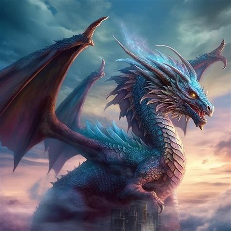 Premium Photo A Blue Dragon With A Blue Dragon On Its Head